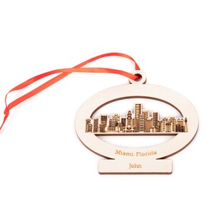Miami Florida State Christmas Ornament Personalized, FL State Wooden ...
