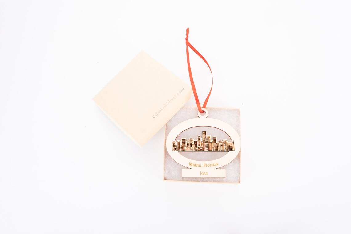 Miami Florida State Christmas Ornament Personalized, FL State Wooden ...