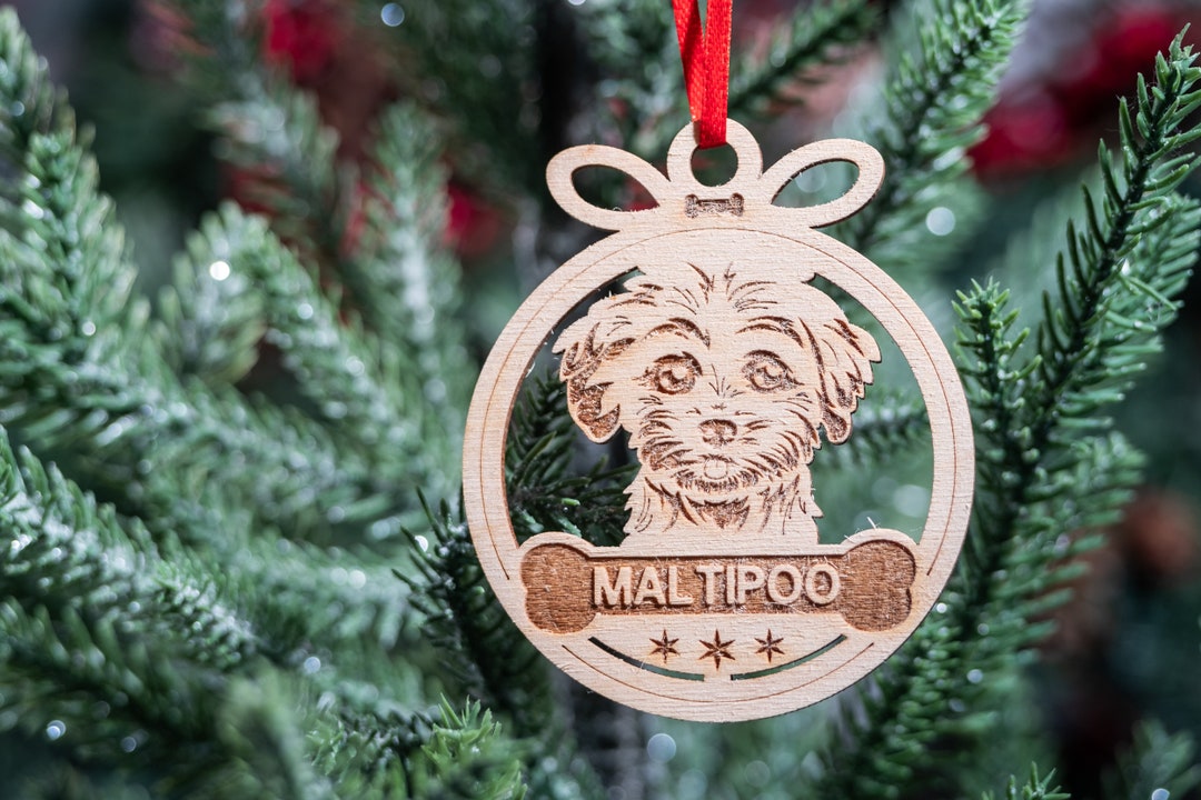 Personalized Maltipoo Dog Ornament, Custom Maltese Poodle Mix Breed ...