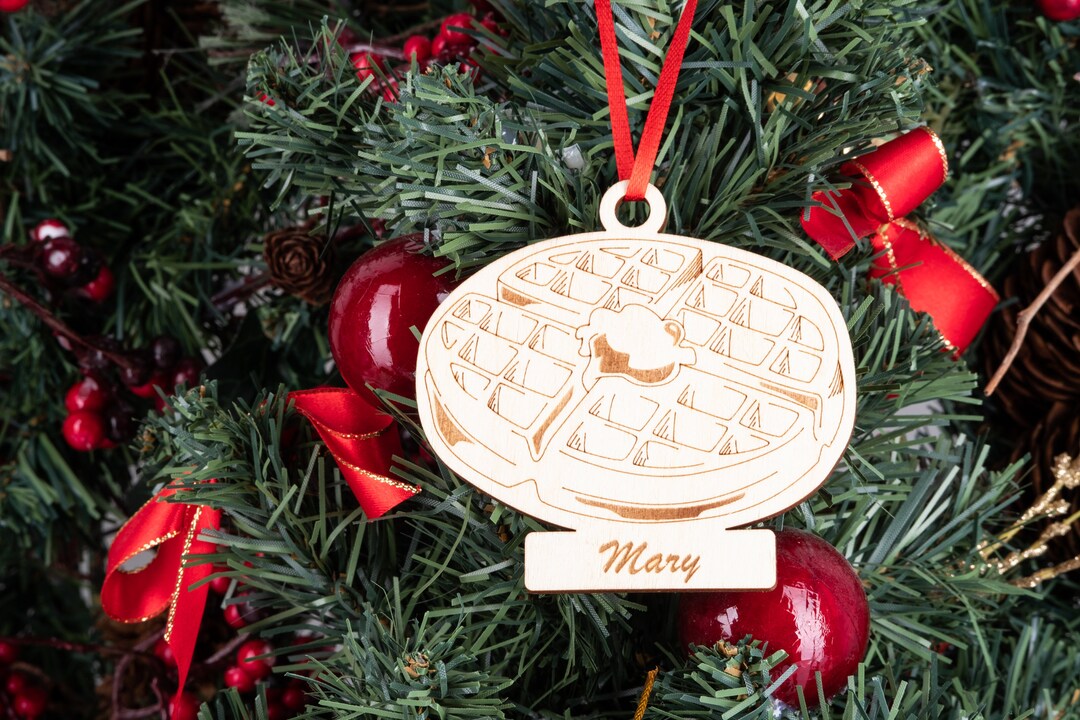 Waffle Christmas Ornament Personalized, Custom Waffle Engraved Wooden ...