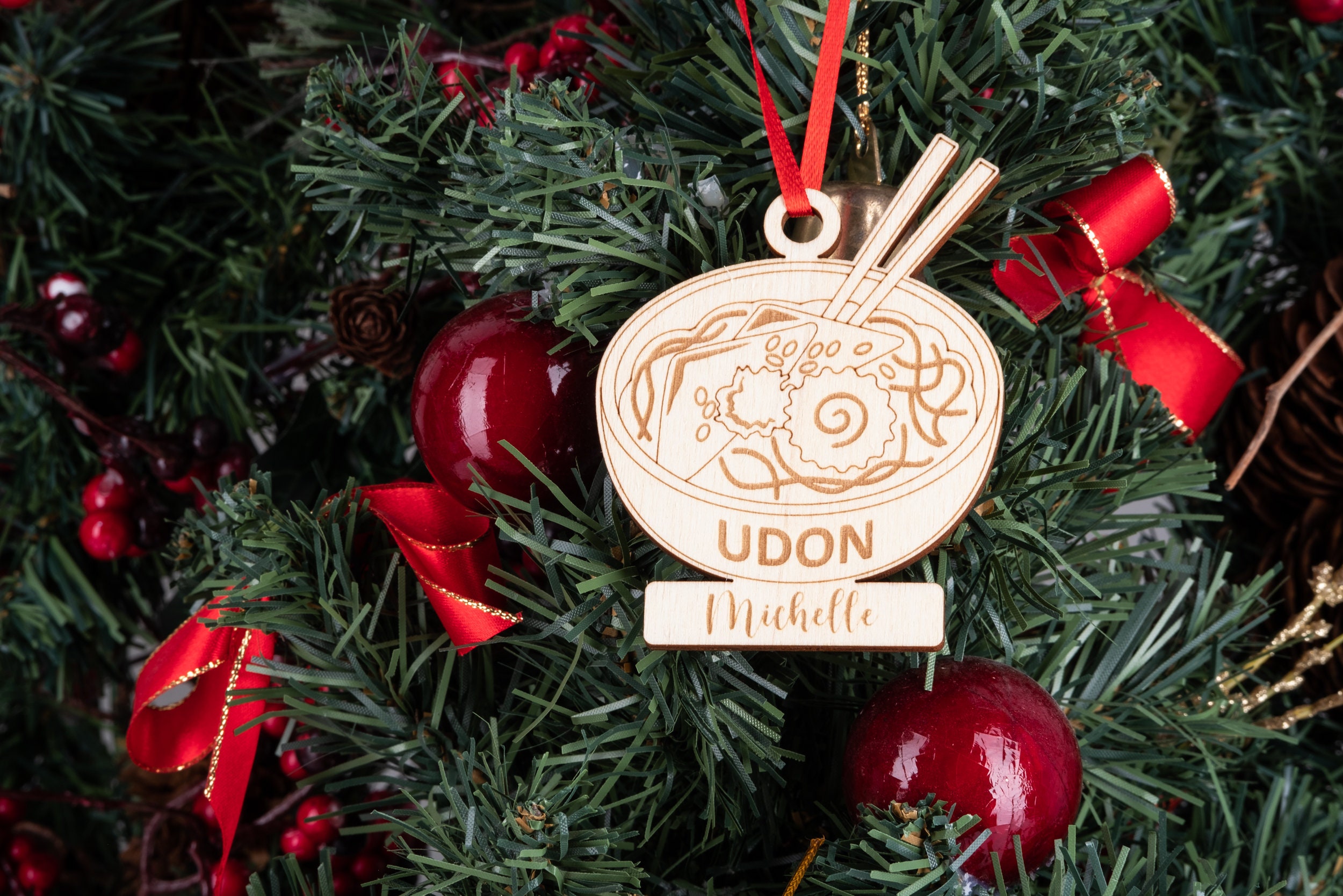 Udon Noodle Soup Ornament Personalized, Holiday Asian Food Ornament ...