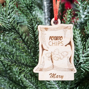 Personalized Potato Chip Bag Ornament, Holiday Snack Food Ornament for ...