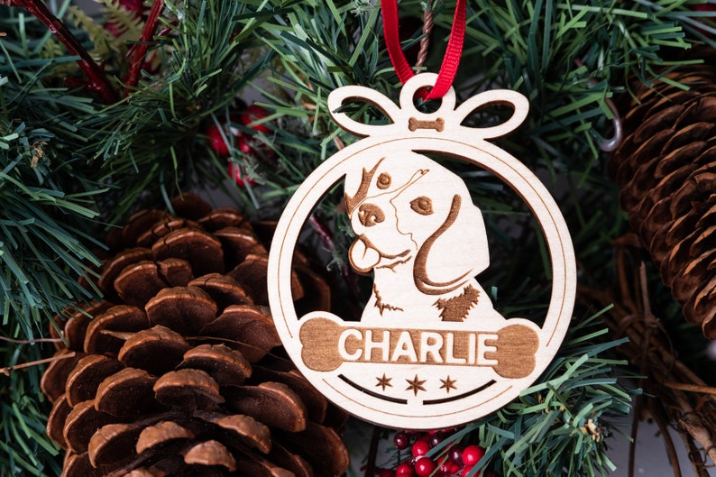 Personalized Beagle Christmas Ornament Custom Wooden - Etsy