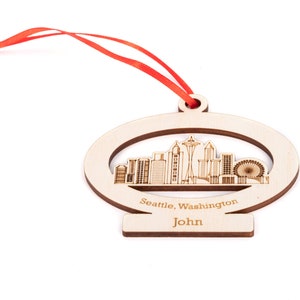 Seattle Washington State Ornament Personalized, Seattle WA City Skyline ...