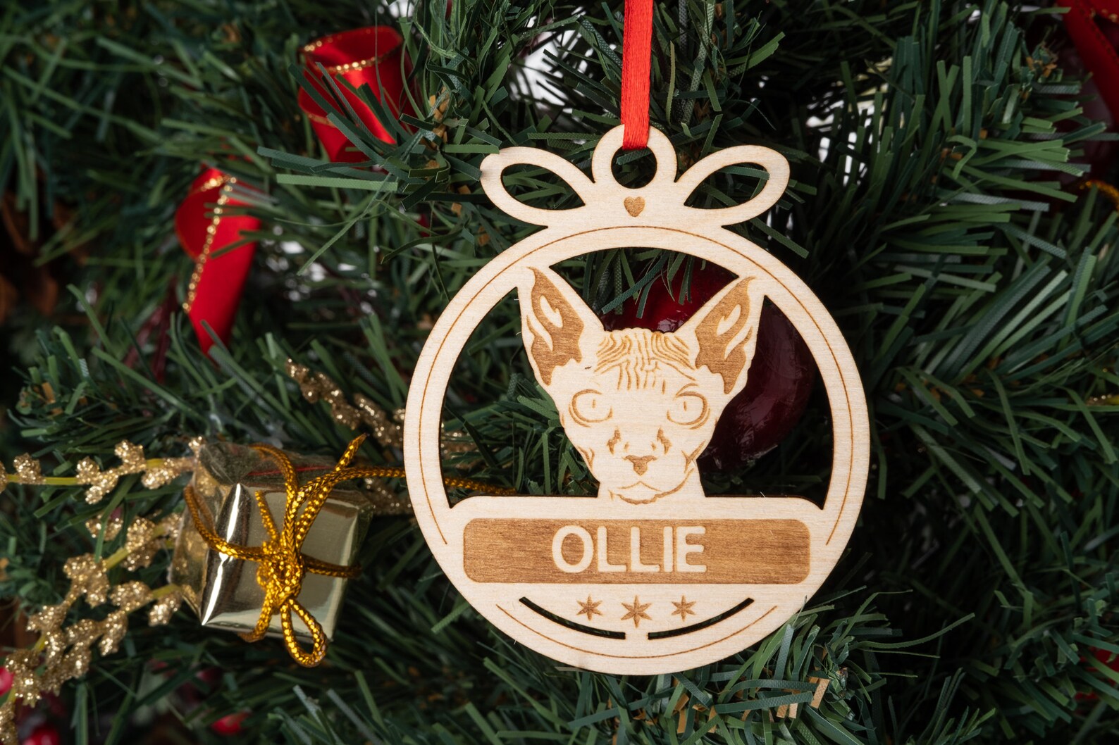 Sphynx Cat Ornament Personalized, Custom Kitty Cat Christmas Ornament ...