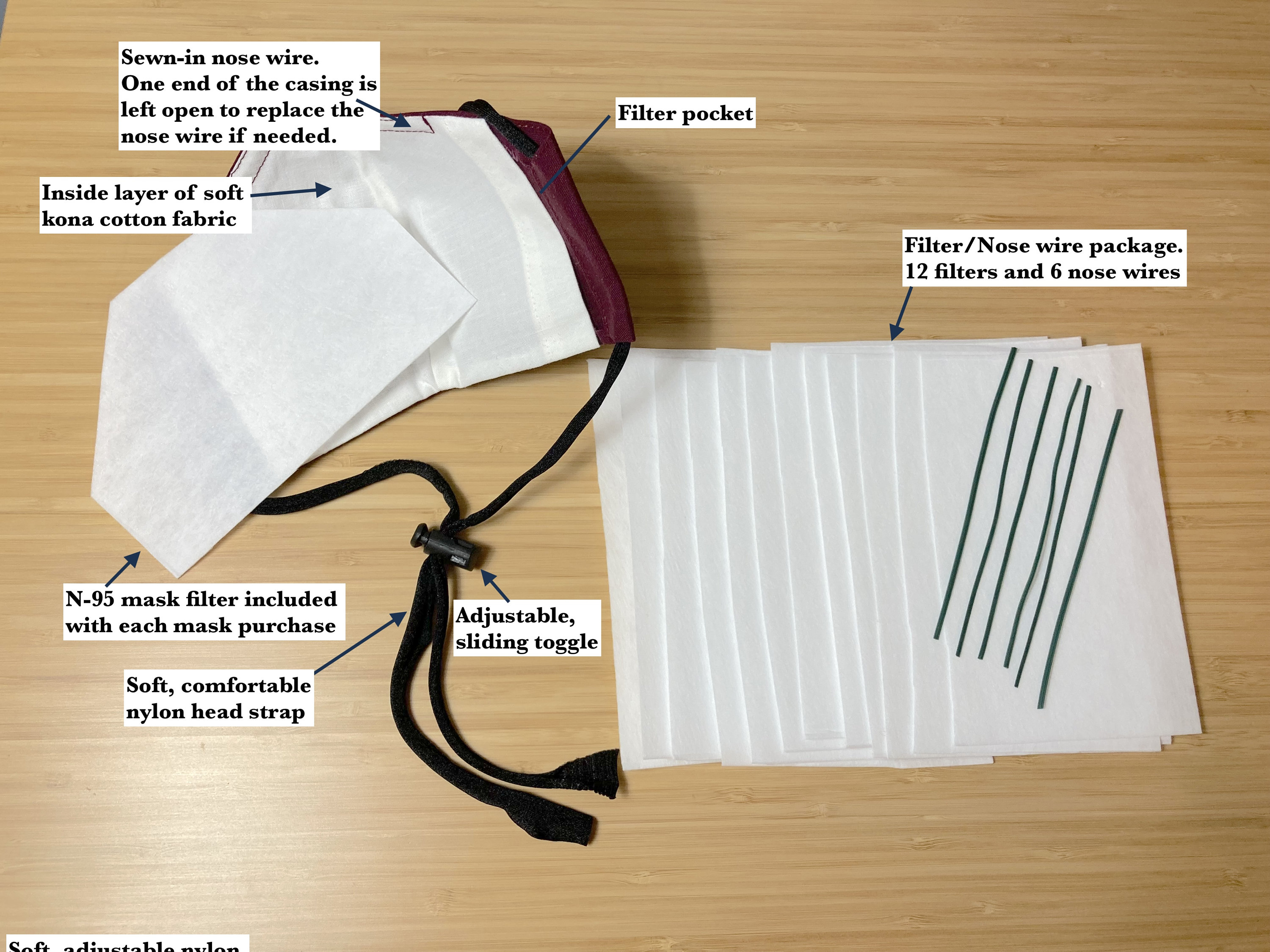 Over the Head Face Masks in Medium, Large & Exlarge . 2 Layers of ...