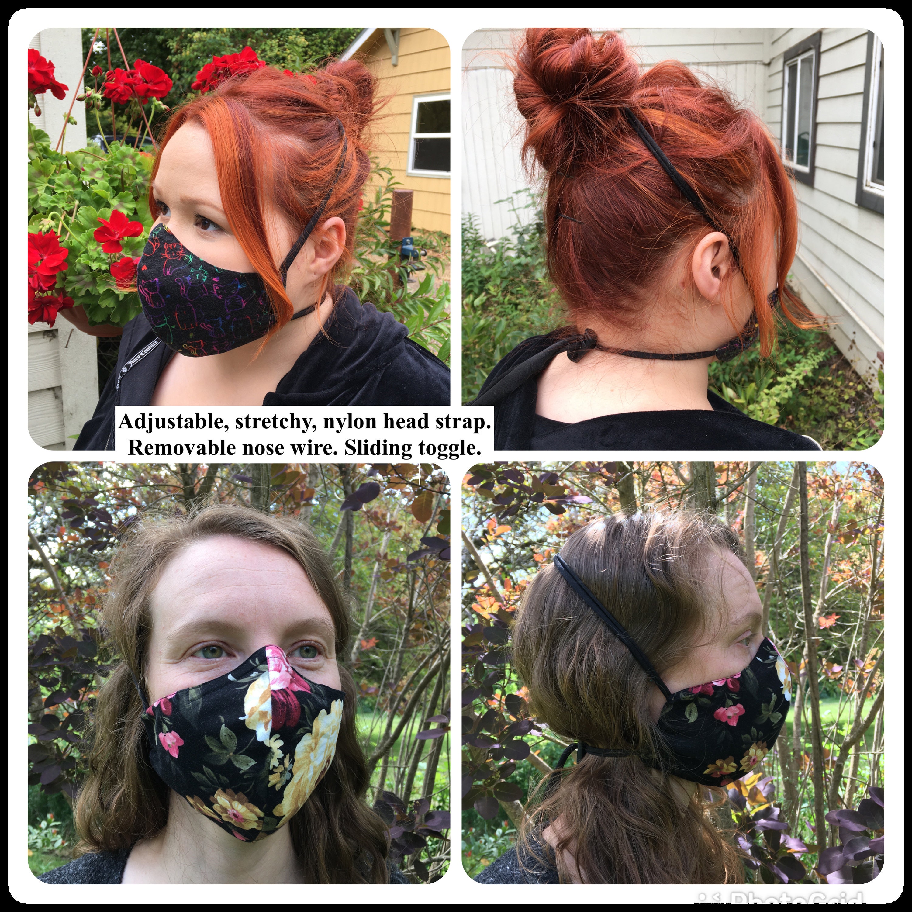 Over the Head Face Masks in Medium, Large & Exlarge . 2 Layers of ...