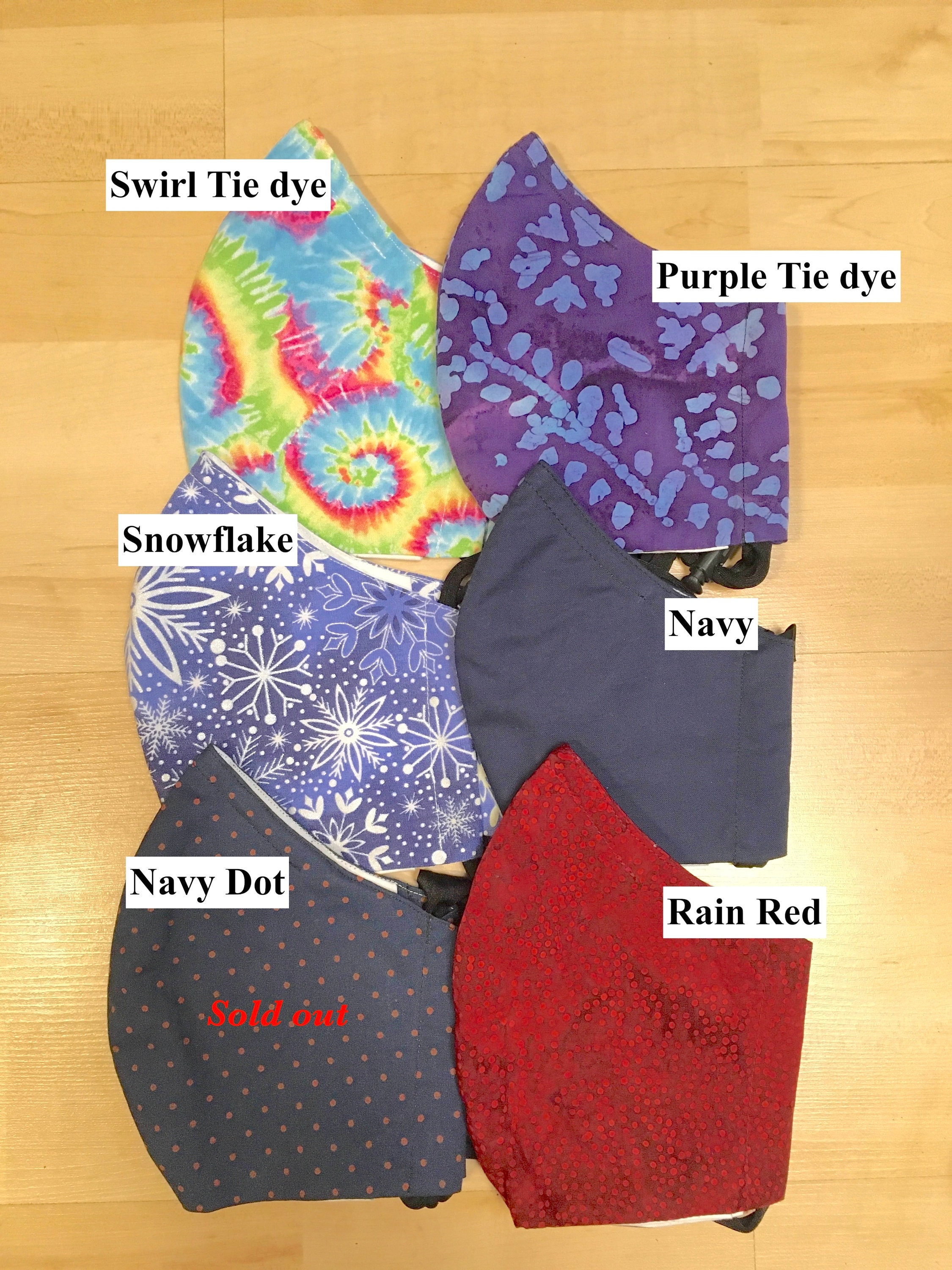 Over the Head Face Masks in Medium, Large & Exlarge . 2 Layers of ...