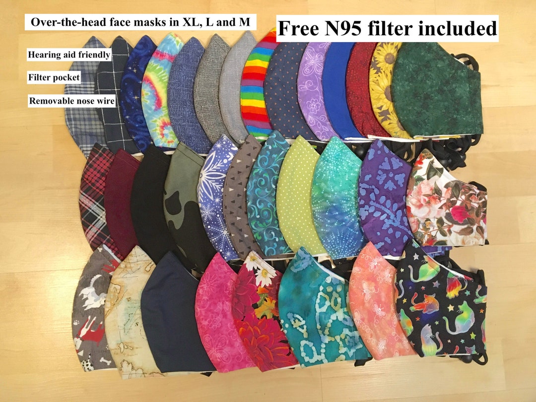 Over the Head Face Masks in Medium, Large & Exlarge . 2 Layers of ...
