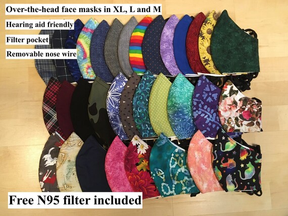Over the Head Face Masks in Medium Large & Exlarge . 2 Layers - Etsy