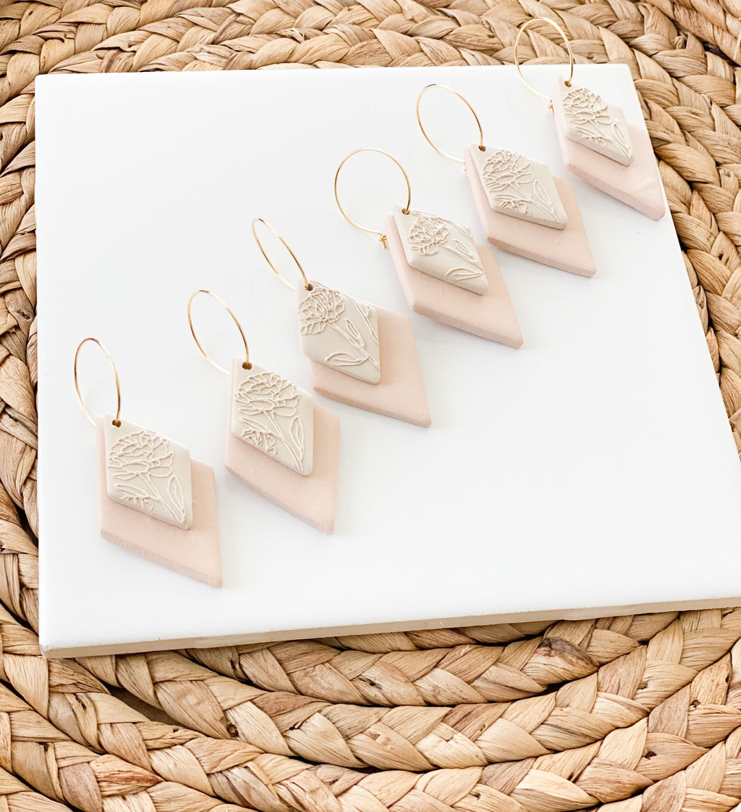 PINK DIAMOND + Clay Earrings - Etsy