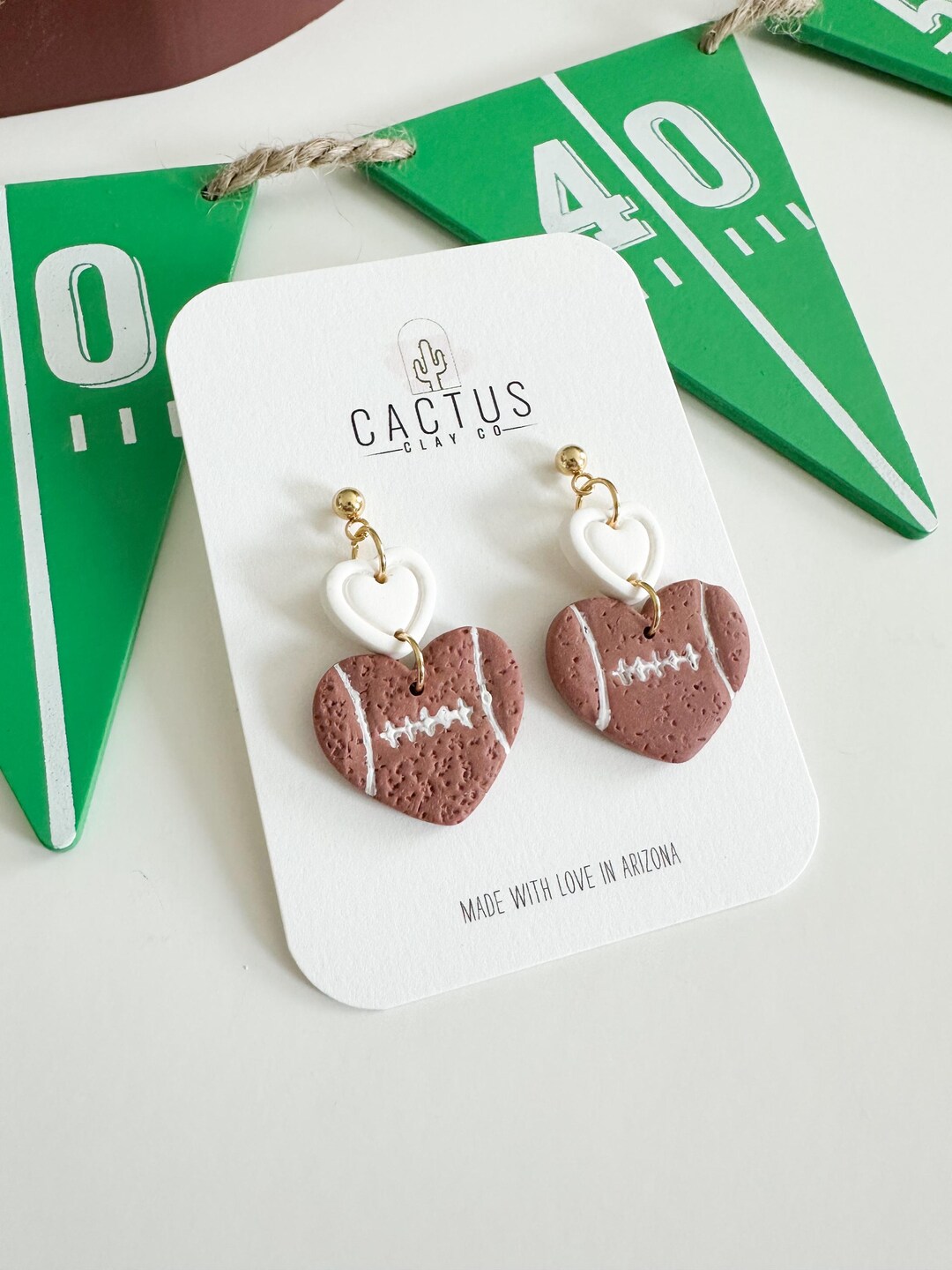 Heart Football + Clay Earrings - Etsy