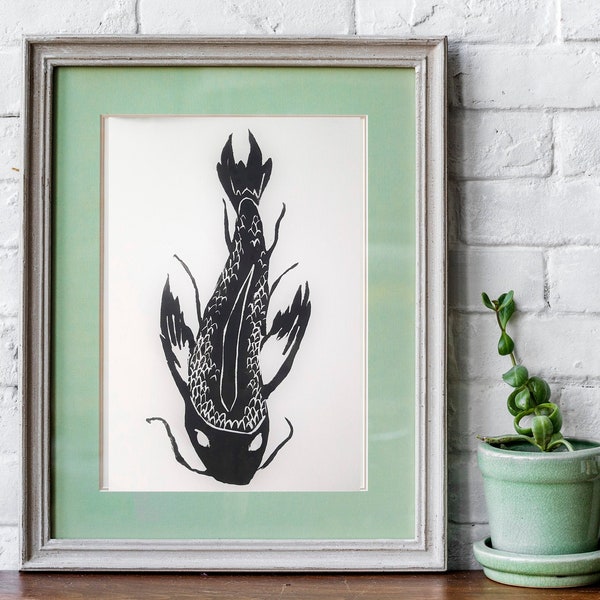 Fish Linocut - Etsy