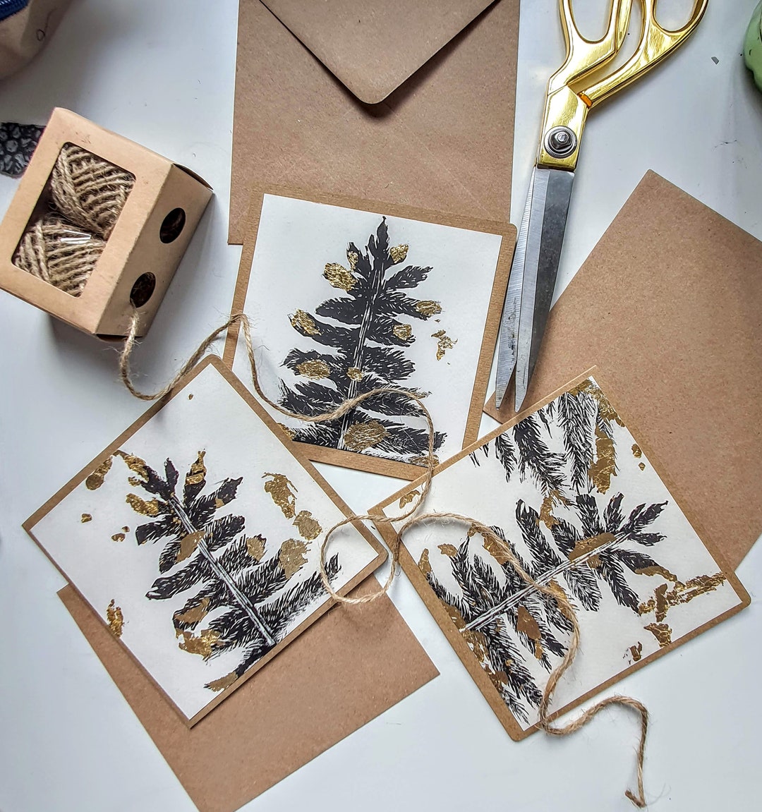 Set of 3 Pine Tree Greeting Cards, Christmas Tree Card, Handmade ...