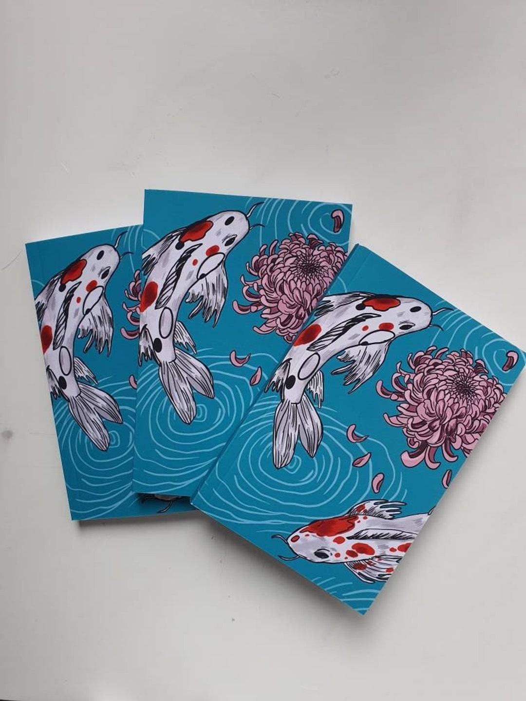Koi Fish Notebook, A5 Softcover Notebook, Numbered Page Spread ...