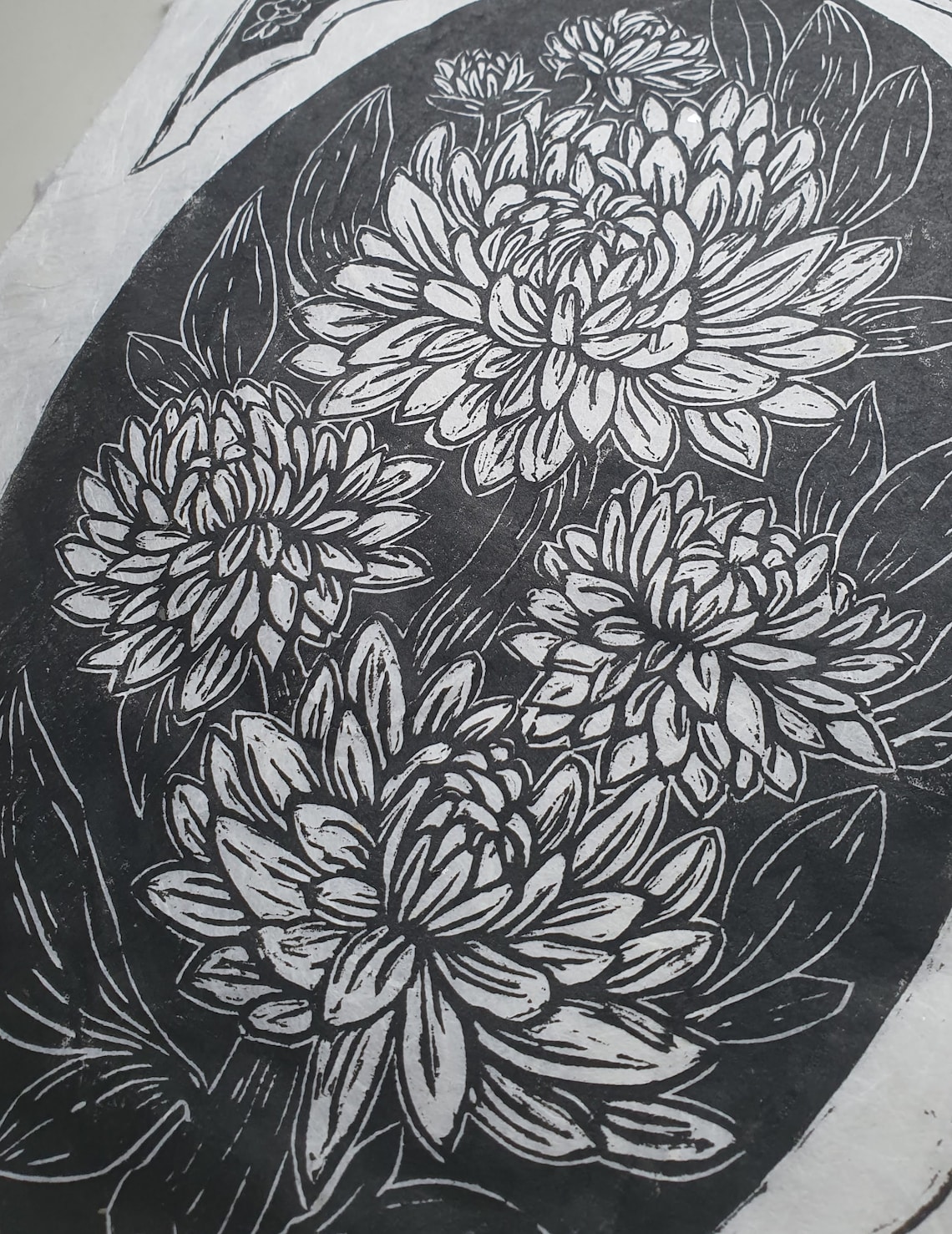 White Lily Linocut Print: Handmade Floral Art on Straw Silk Paper - Etsy