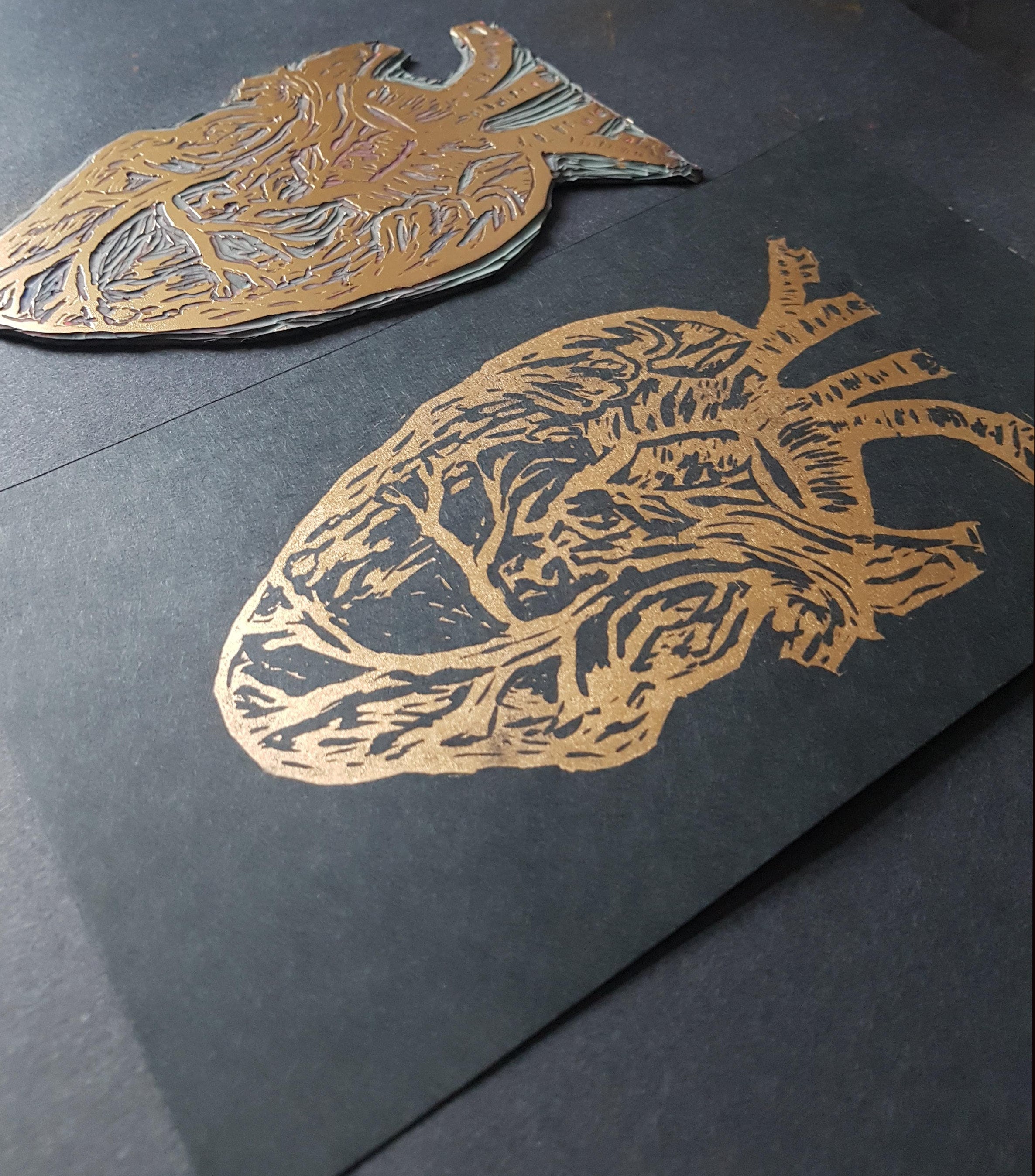 Gold Anatomical Heart Linocut Anatomy Art Nursery Art - Etsy New Zealand