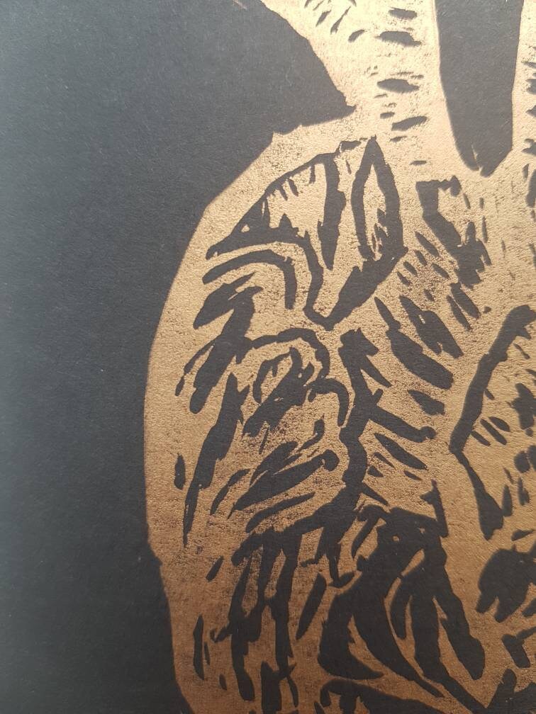 Gold anatomical heart linocut anatomy art nursery art | Etsy