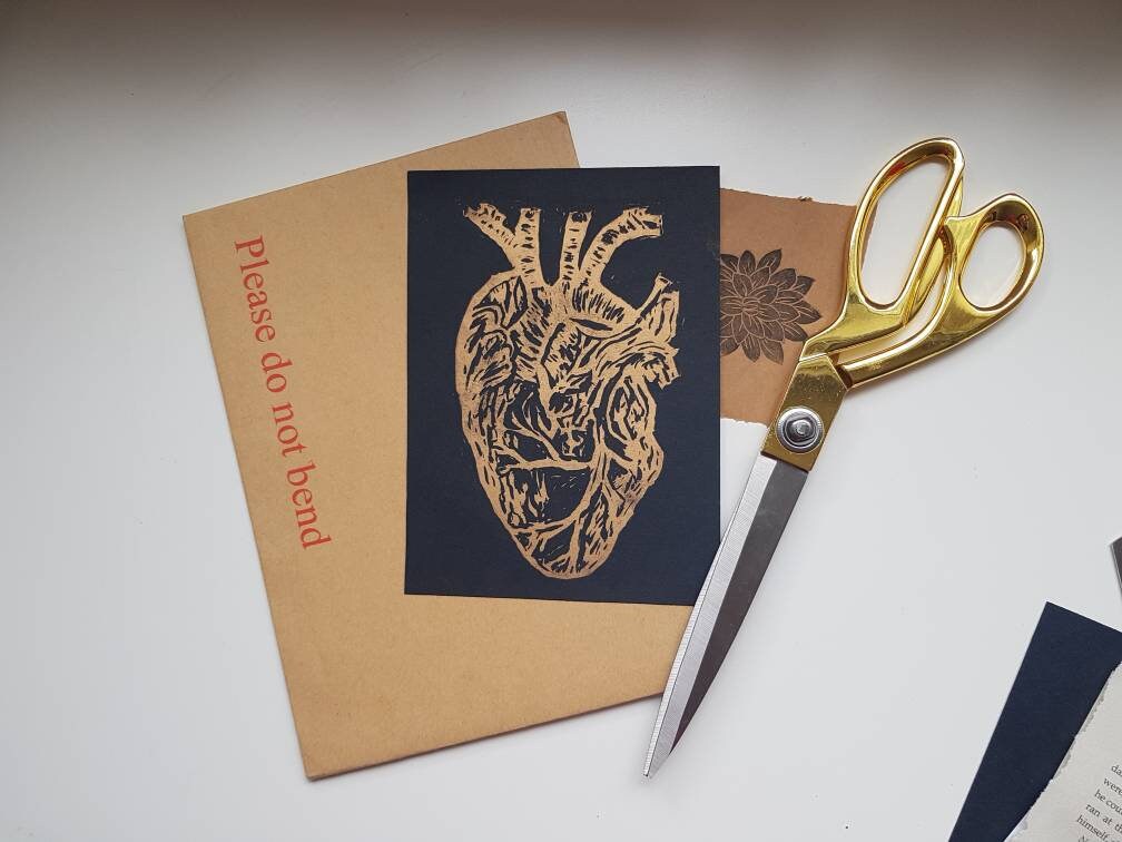 Gold Anatomical Heart Linocut Anatomy Art Nursery Art - Etsy New Zealand
