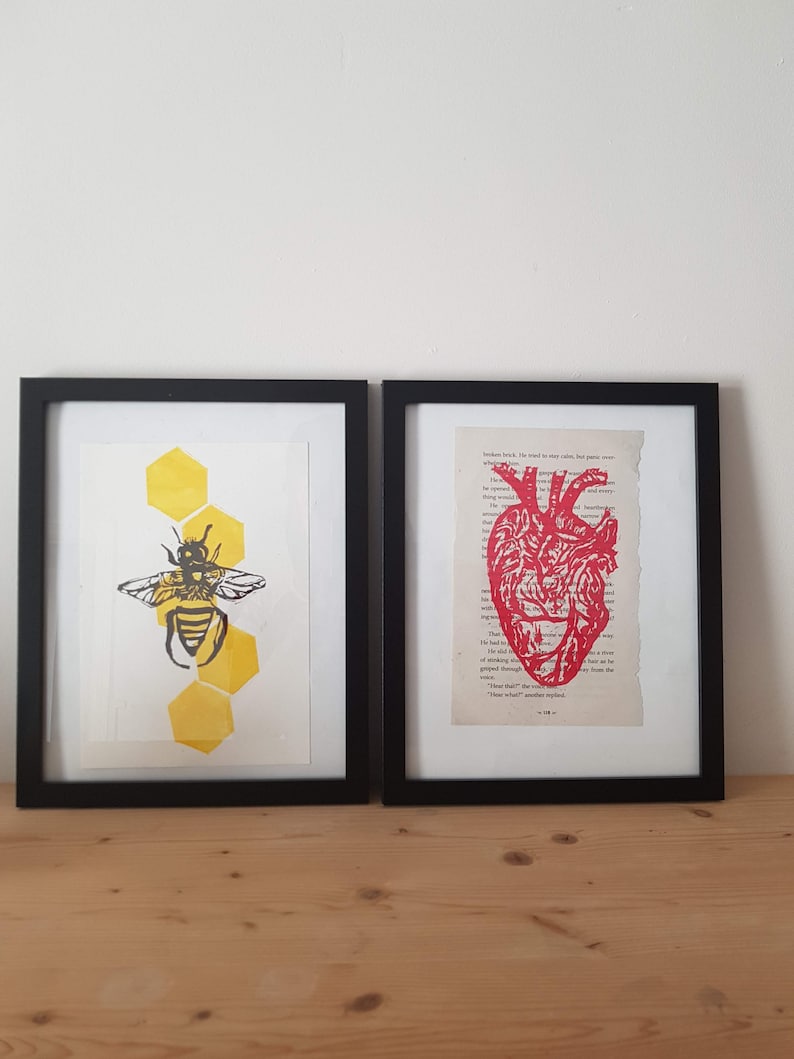 Yellow Honey Bee Wall Art Decor, Bee Honeycomb Poster, Gifts for Mom ...
