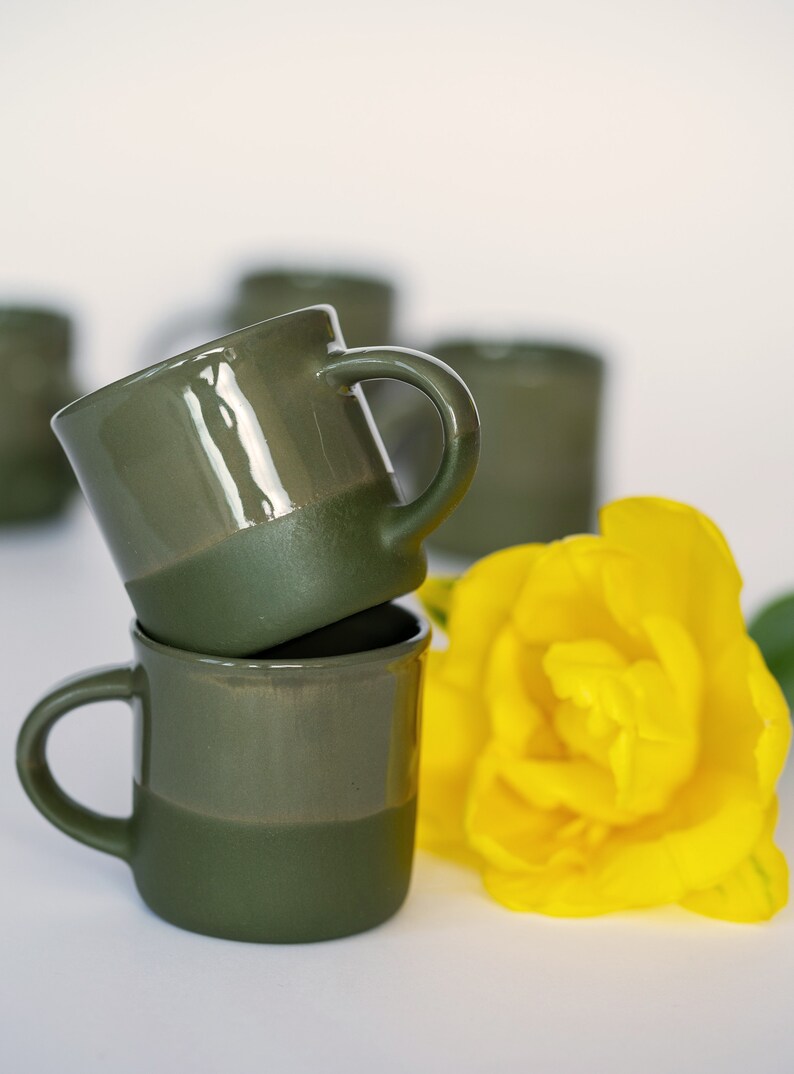 Ceramic Espresso Cups Set GREEN Olivecoffee Lover Gifttiny - Etsy