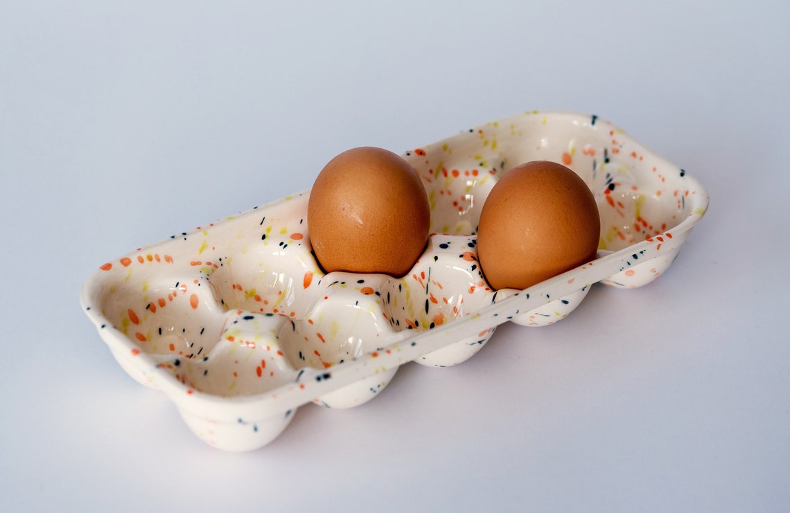 Ceramic Handmade Egg Tray With Rainbow Splashes for 10 - Etsy