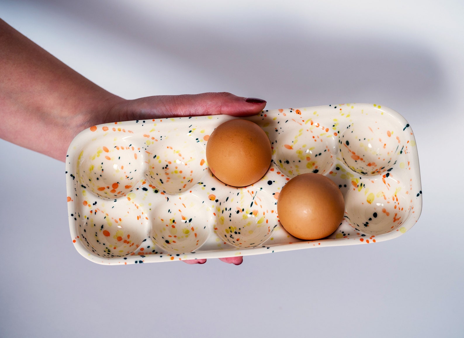 Ceramic Handmade Egg Tray With Rainbow Splashes for 10 - Etsy