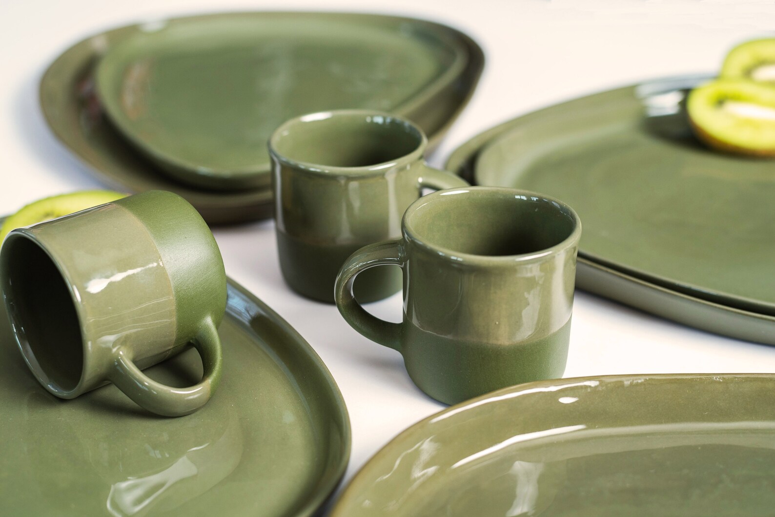 Ceramic Espresso Cups Set GREEN Olivecoffee Lover Gifttiny - Etsy