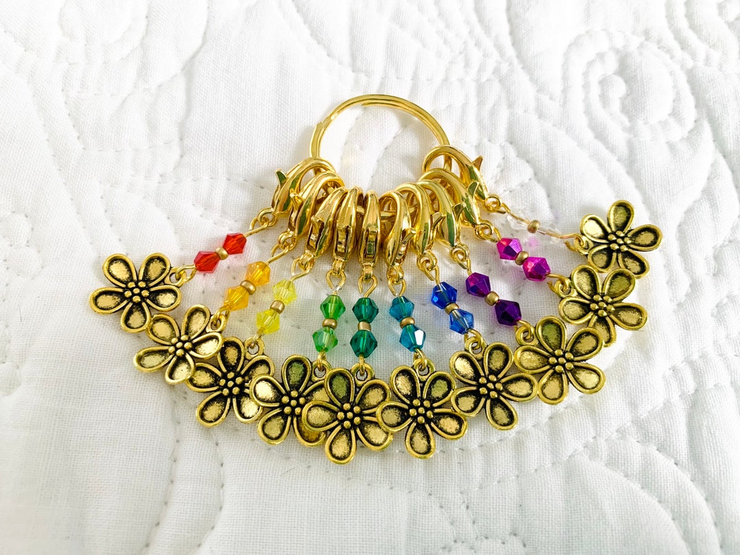 Flower - Crochet Stitch Markers | Numbered Hook Size Markers | 10 ...