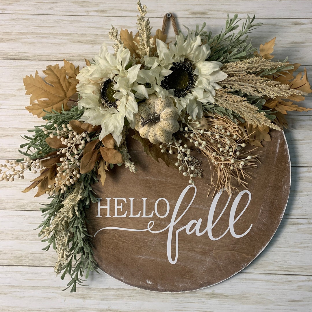 Neutral Fall Door Hanger Autumn Door Hanger Fall Wood Sign Fall Wood ...