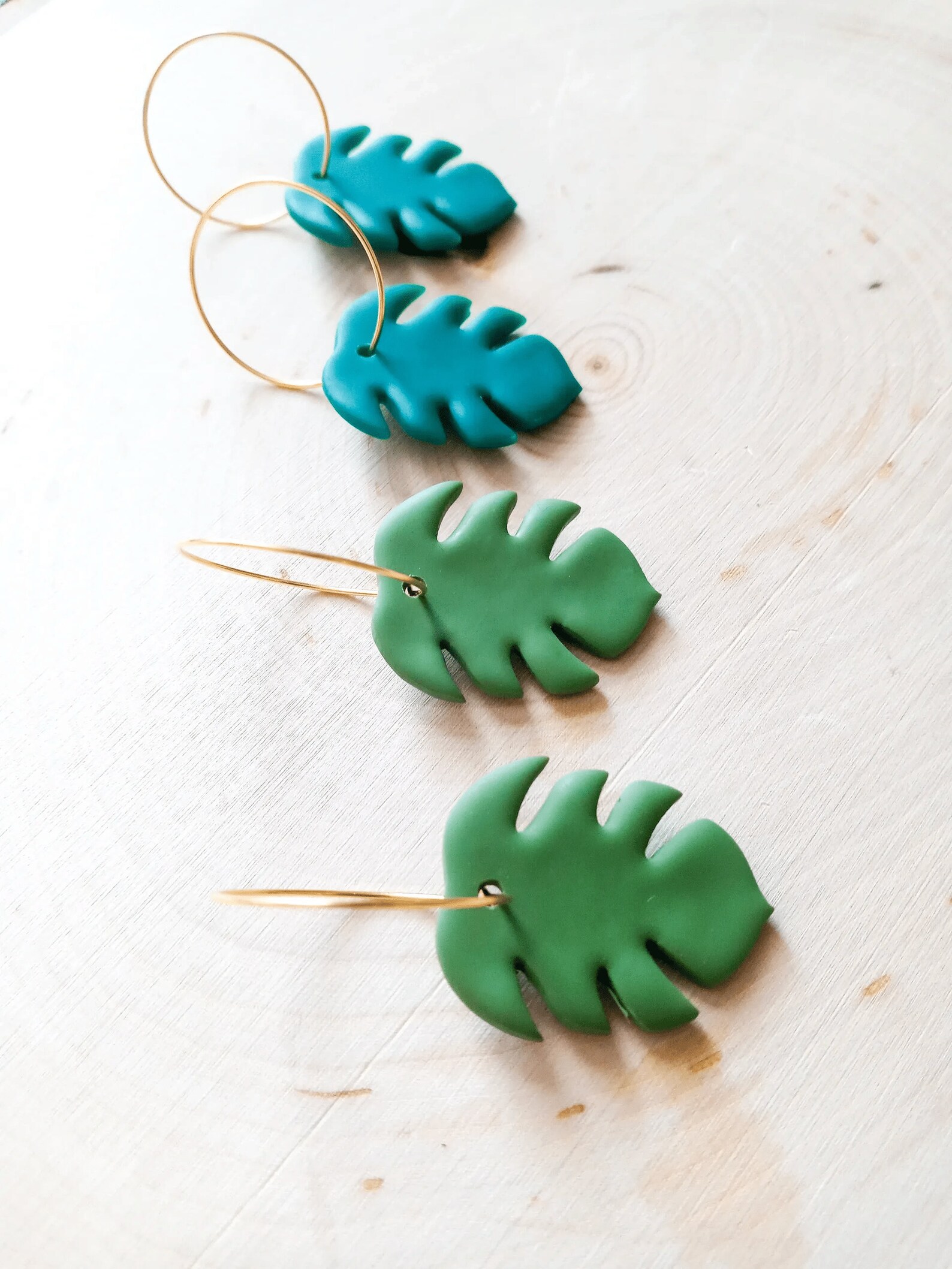 Monstera Leaf Dangle and Drop Earrings // Polymer Clay Earrings ...