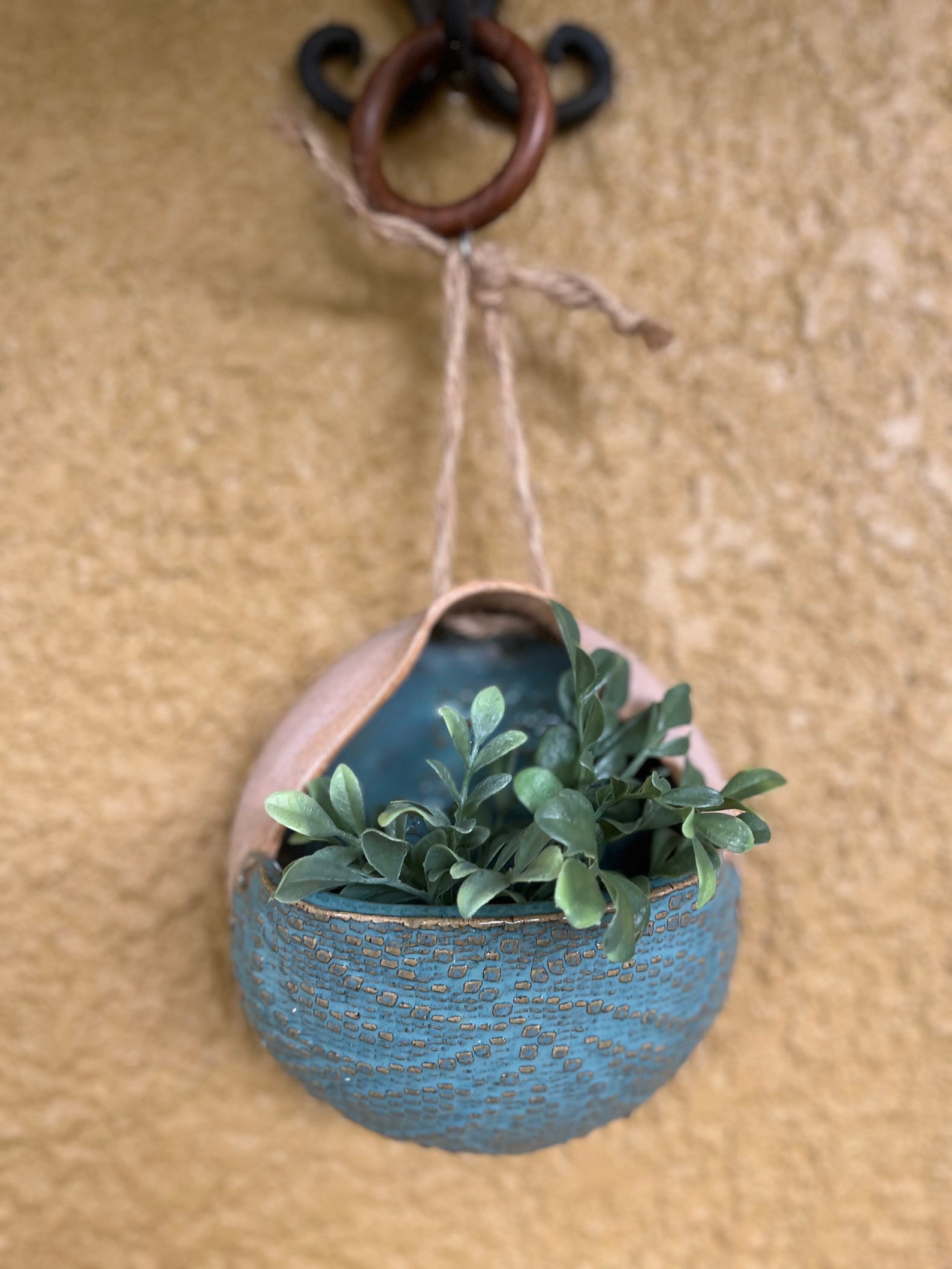 Drop Hanging Wall Pocket Blue White and Clay Handmade - Etsy