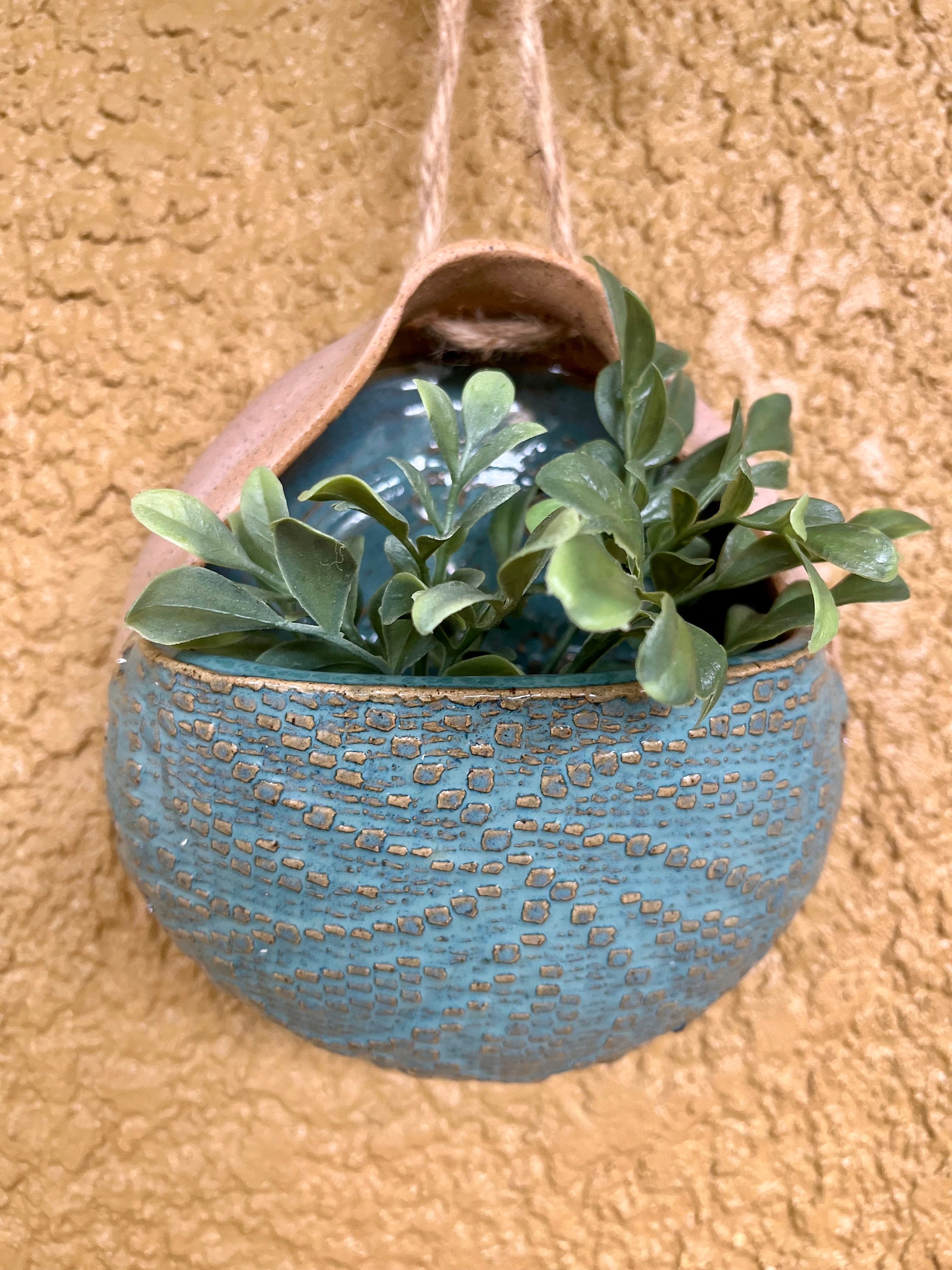 Drop Hanging Wall Pocket Blue White and Clay Handmade - Etsy