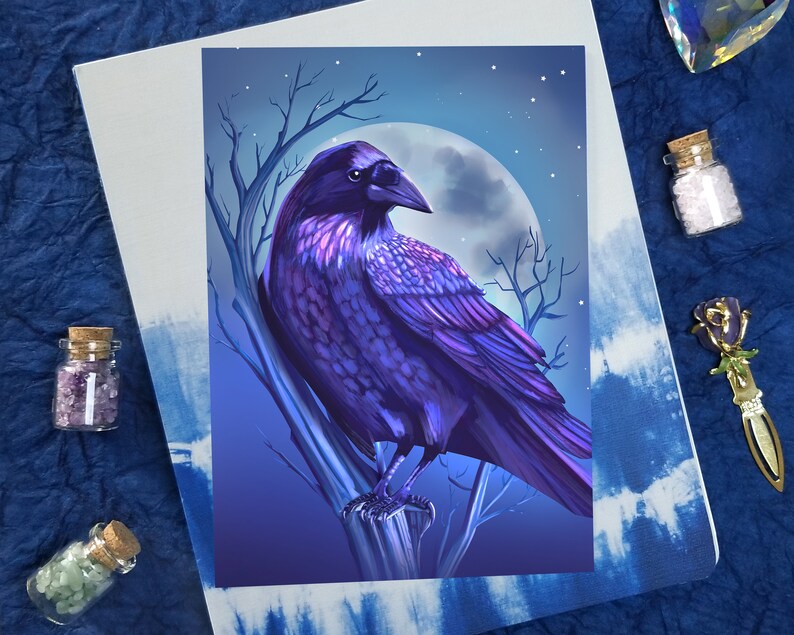 Magical Crow Witch Familiar Art Print 5x7 and 8x10 Prints - Etsy