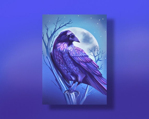 Magical Crow Witch Familiar Art Print 5x7 and 8x10 Prints - Etsy