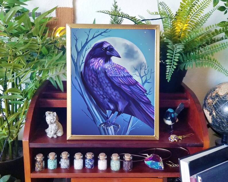 Magical Crow Witch Familiar Art Print 5x7 and 8x10 Prints - Etsy