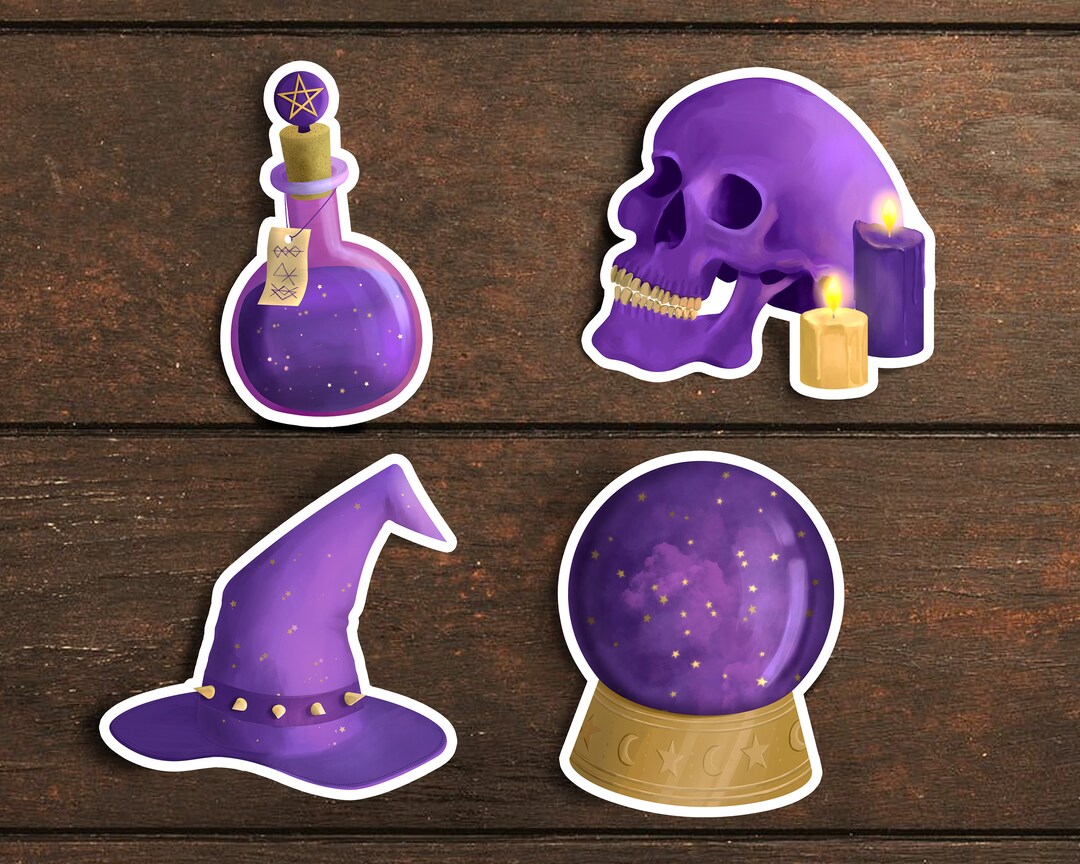 Witch Essentials Vinyl Sticker Set Glossy Die-cut Magic Sticker - Etsy