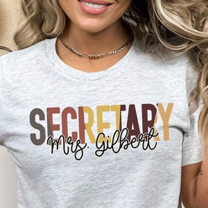 School Secretary Shirt, Custom Secretary T-shirt, Personalized ...