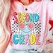 Rainbow Second Grade Shirt, Retro Second Grade Teacher Shirt, Checkered ...