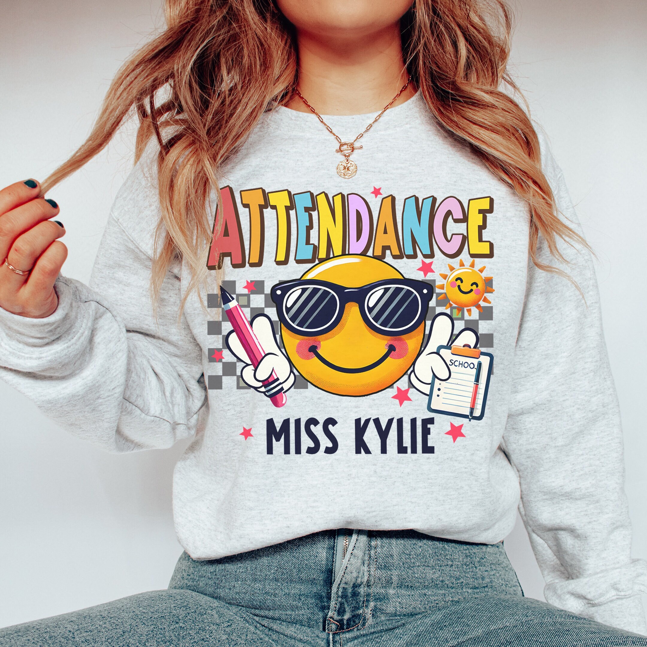 Custom School Attendance Shirt, Retro Front Office Shirt, Checkered ...