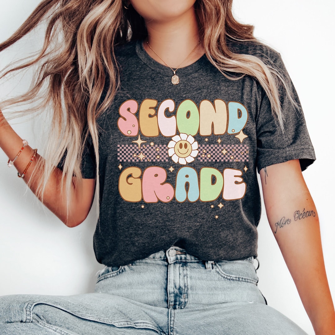Boho Rainbow Second Grade Shirt, Retro Second Grade Teacher Shirt, 2nd ...
