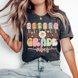 Summer Second Grade Shirt, Retro Second Grade Teacher Shirt, Rainbow ...