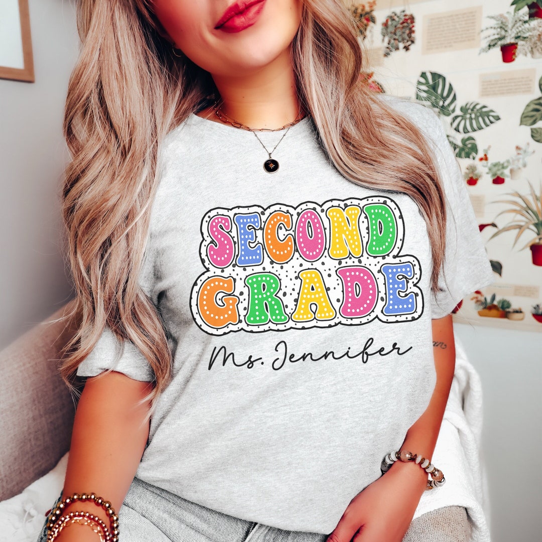 Custom Second Grade Teacher Shirt With Name, Personalized 2nd Grade ...