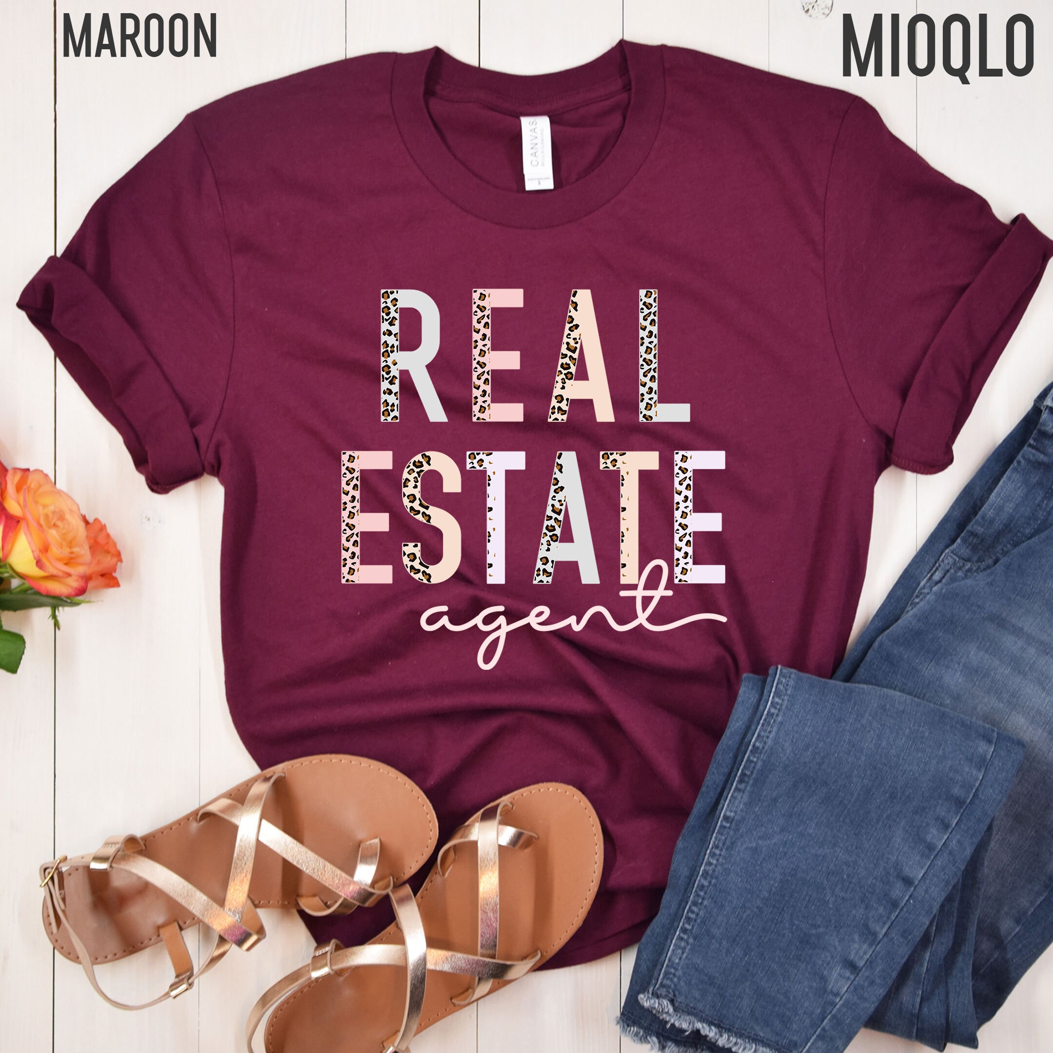 Real Estate Shirt Half Leopard Pink Shirt Real Estate | Etsy