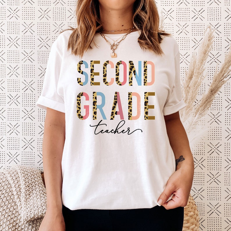 Second Grade Teacher, 2nd Grade Teacher Shirt, Grade Level Shirts, Half ...
