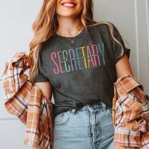 Custom Name Secretary Shirt, Birthday Secretaries Day Gift Tees, School ...