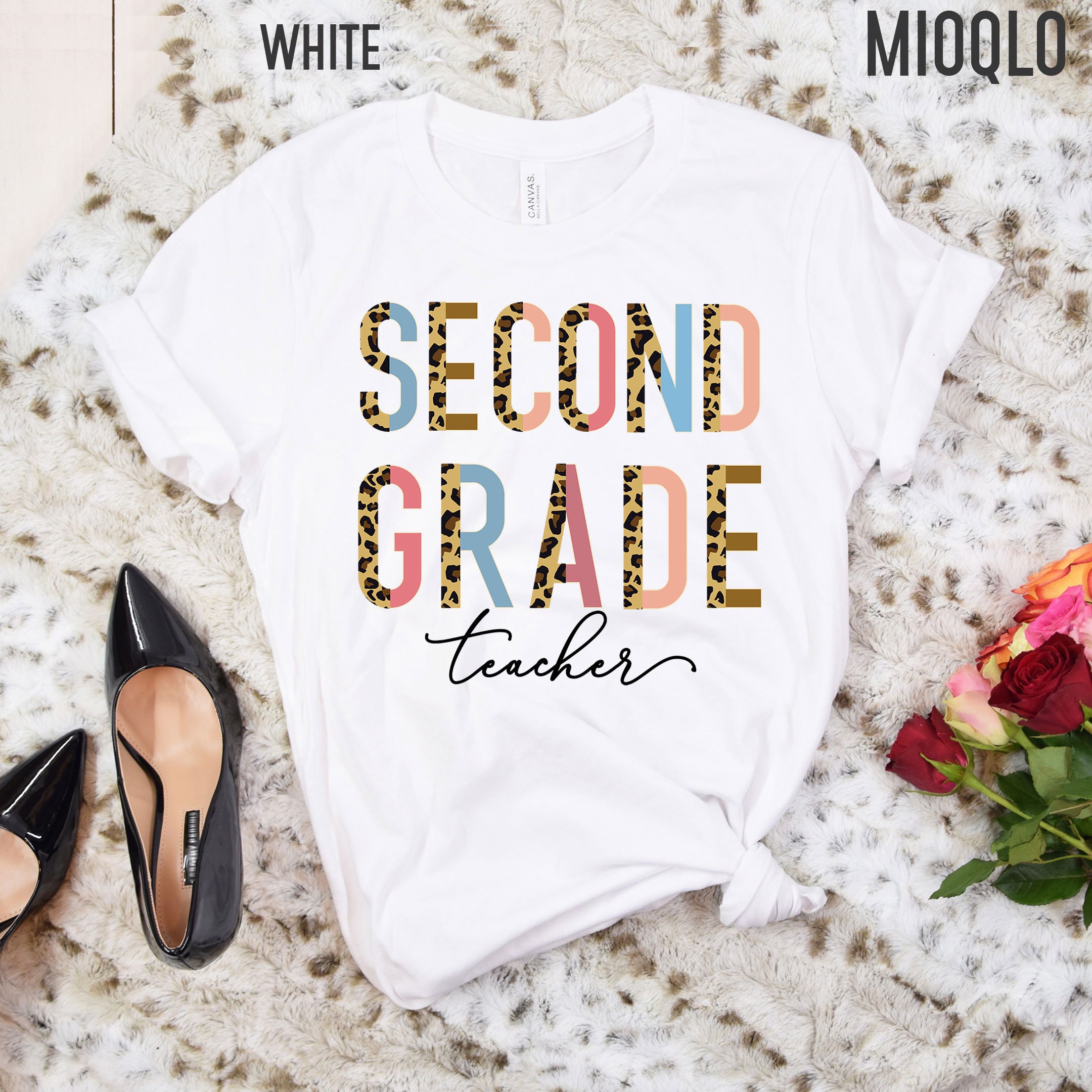 Second Grade Teacher, 2nd Grade Teacher Shirt, Grade Level Shirts, Half ...