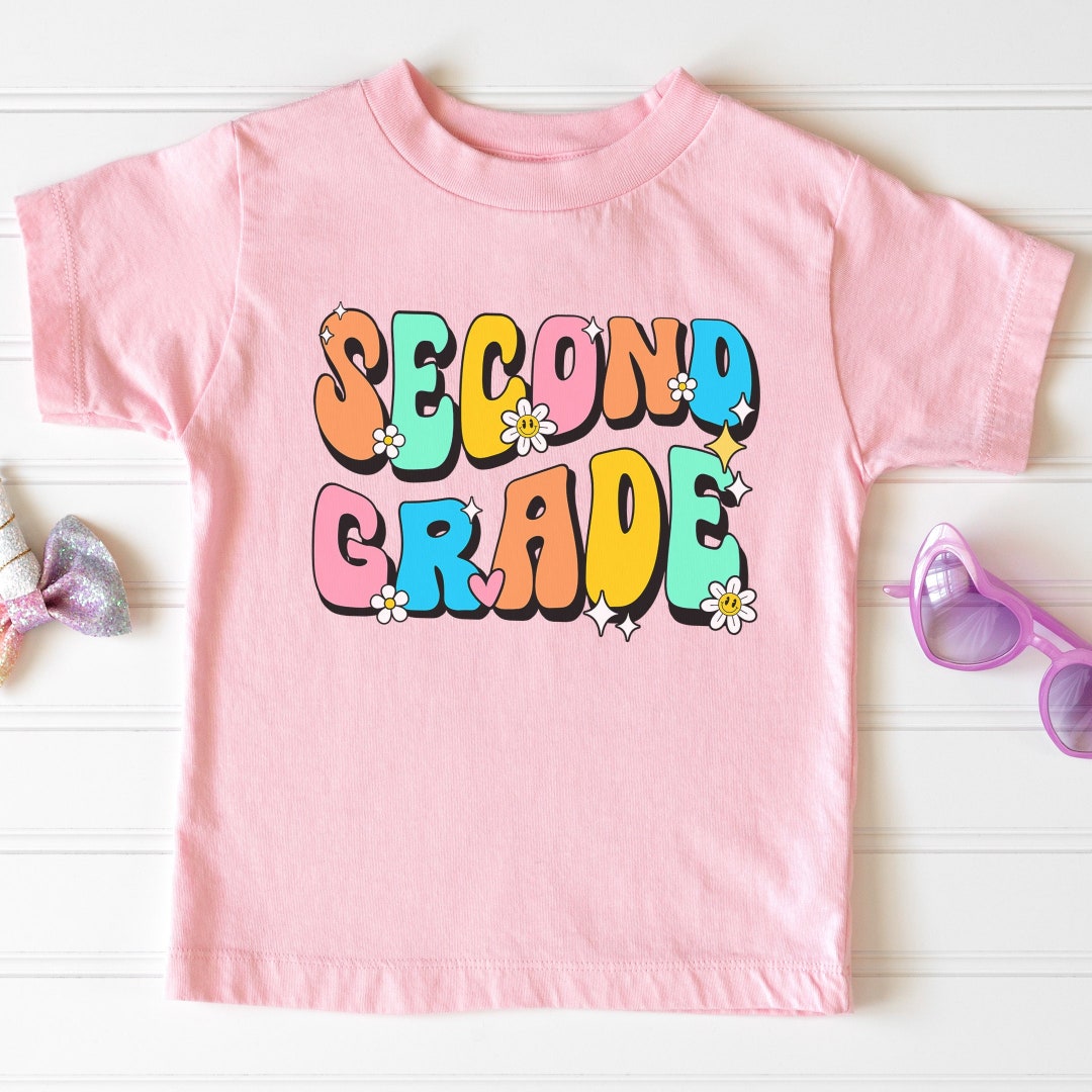 Second Grade Shirt, Retro Flower 2nd Grade Tee, 4th Grade Teacher Team ...