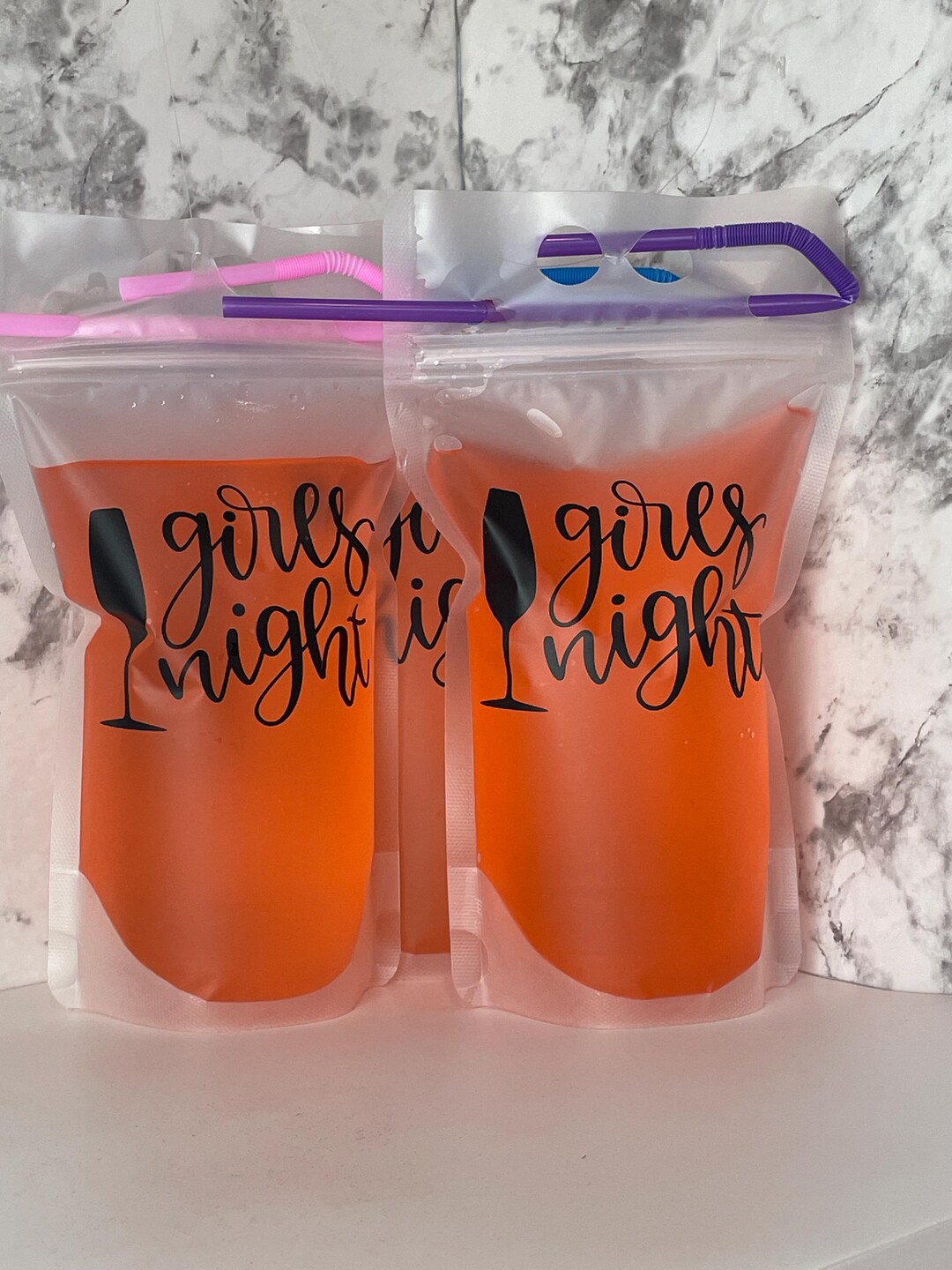 Personalized Drink Pouches With Straw, Custom Drink Pouch, Booze Bags ...