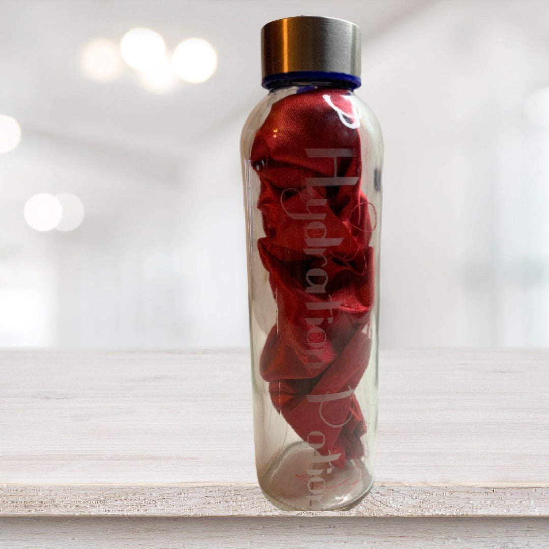 Personalized Glass Water Bottle, Etched Water Bottle With Sleeve ...